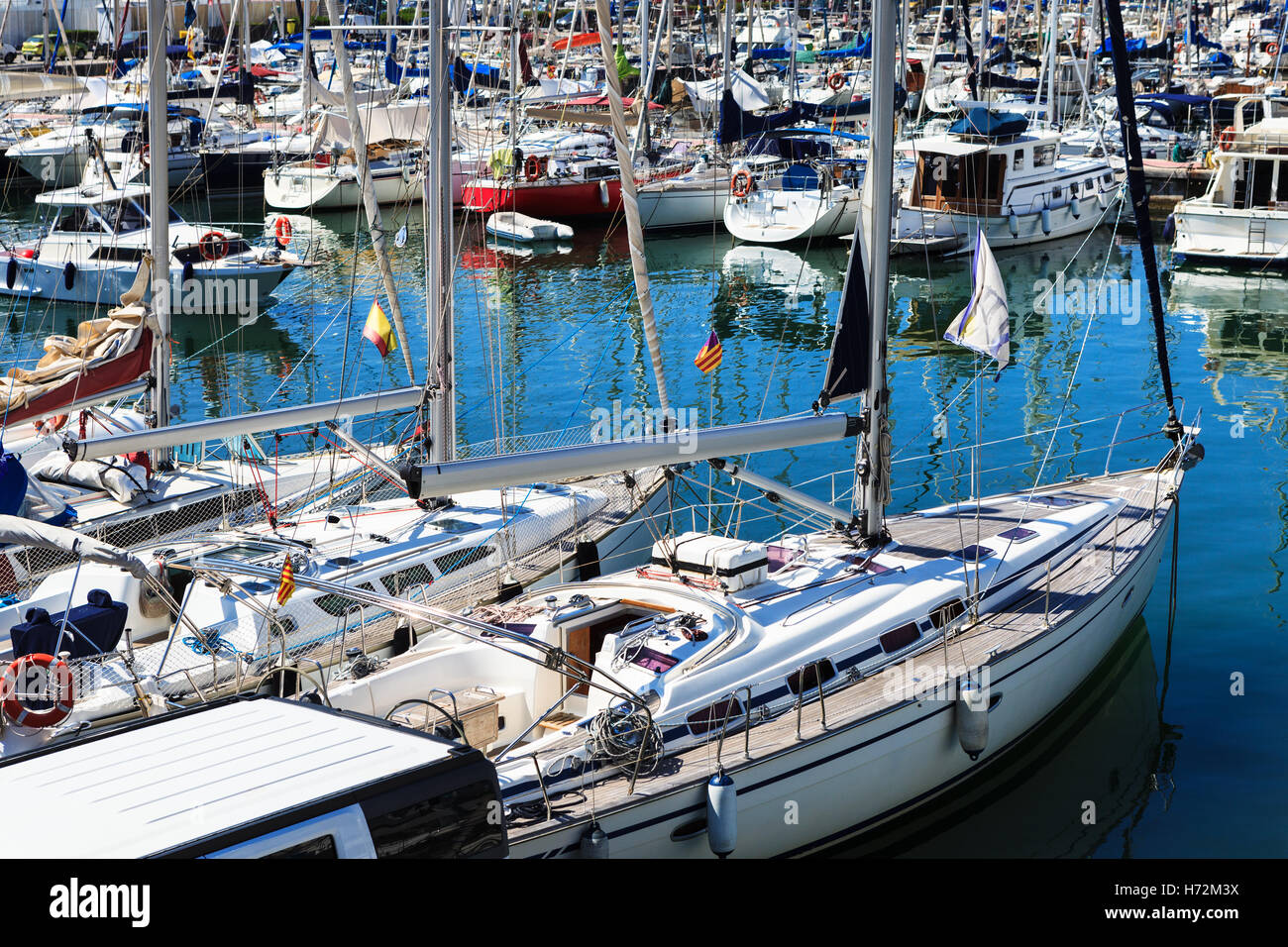 a modern yachts docked in the port Stock Photo - Alamy