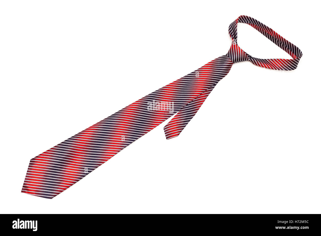 striped tie with a nice knot on white background Stock Photo - Alamy