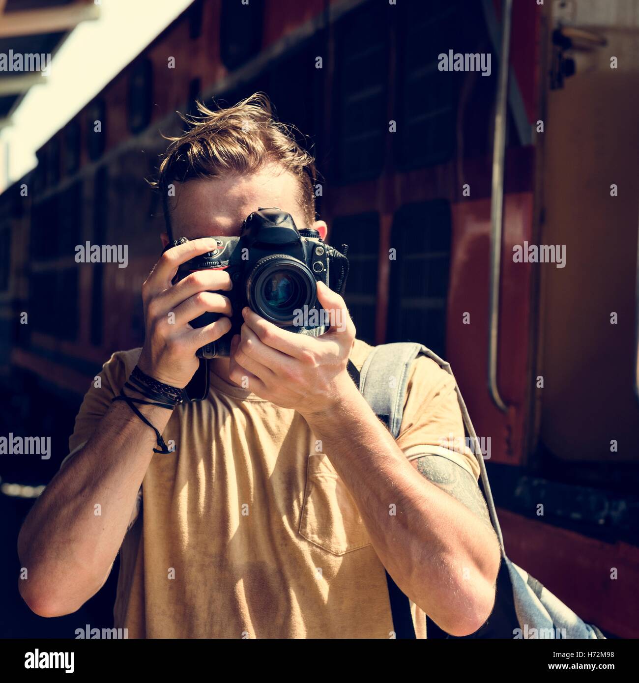 Photographer Camera DSLR Shooting Journalist Concept Stock Photo - Alamy