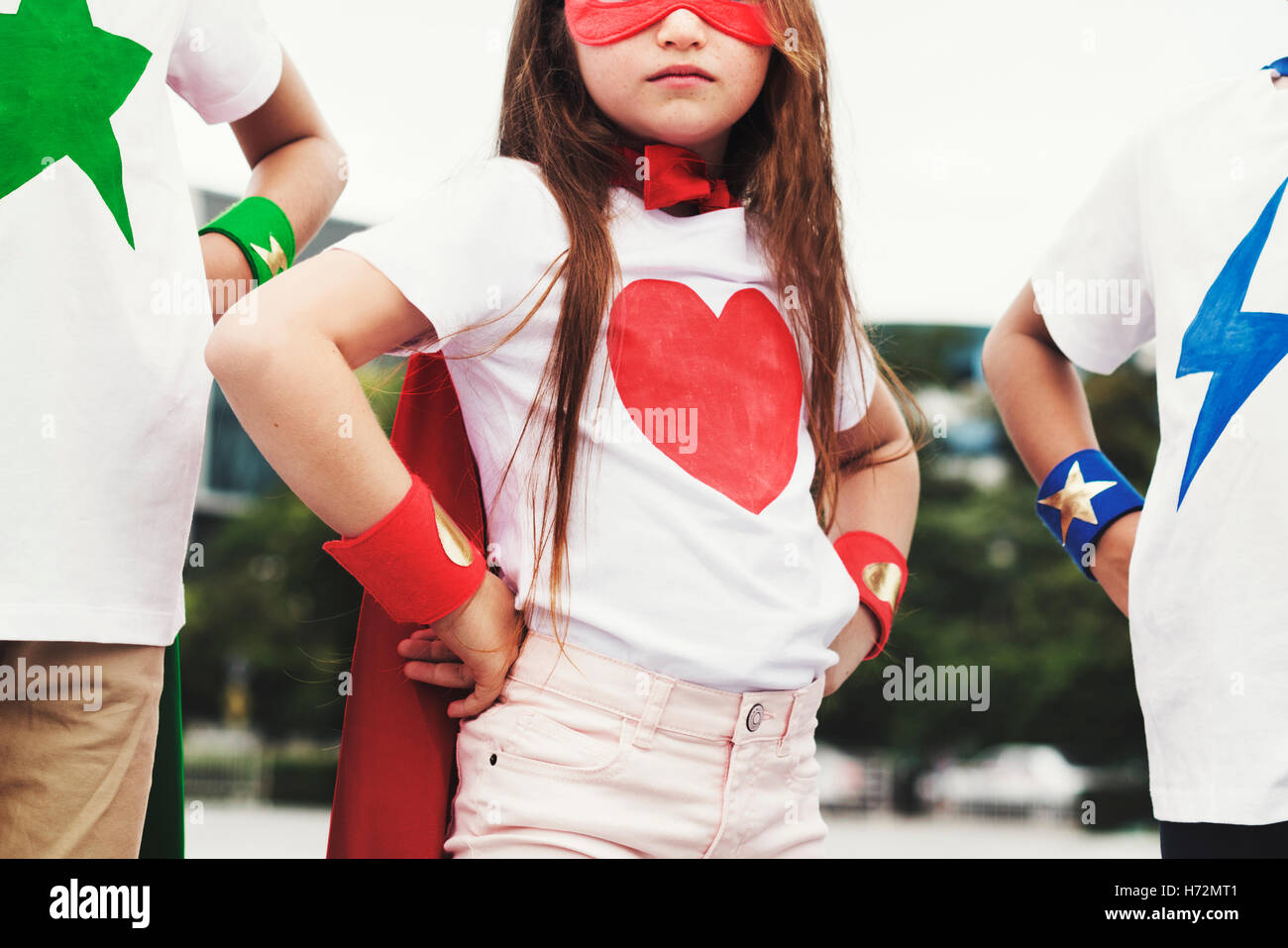 Superhero Boy Girl Brave Imagination Concept Stock Photo - Alamy