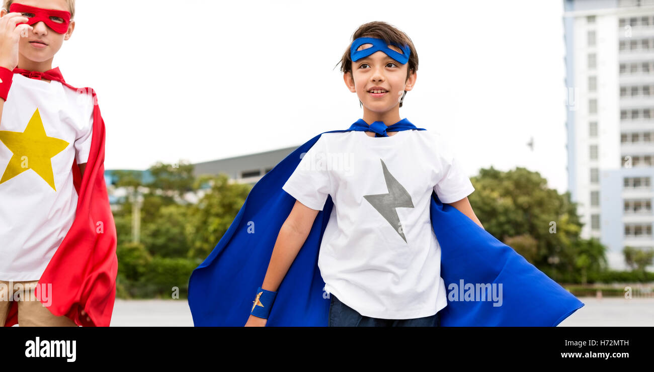 Superheroes Boys Running Competition Exercise Concept Stock Photo - Alamy
