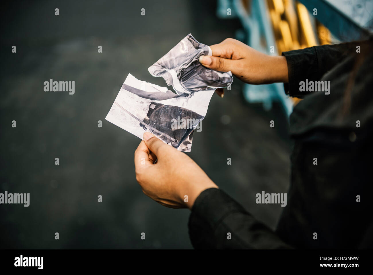 Tearing Photo Torn Apart Breakup Sadness Concept Stock Photo - Alamy