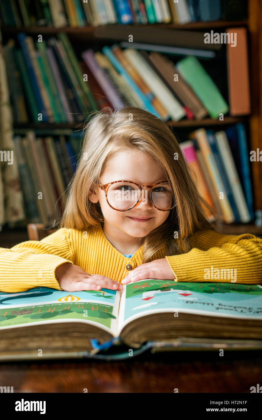 Adorable Cute Girl Reading Storytelling Concept Stock Photo - Alamy