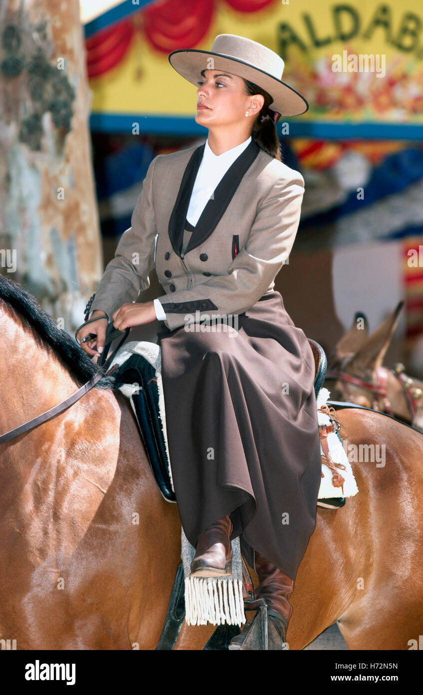 Scene during a traditional Spanish Feria festival in the Andalucian ...