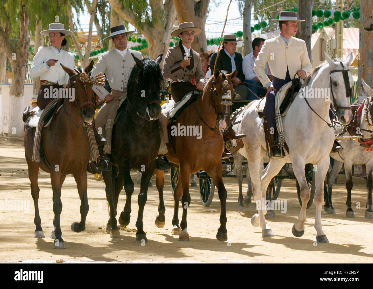 Scene during a traditional Spanish Feria festival in the Andalucian ...
