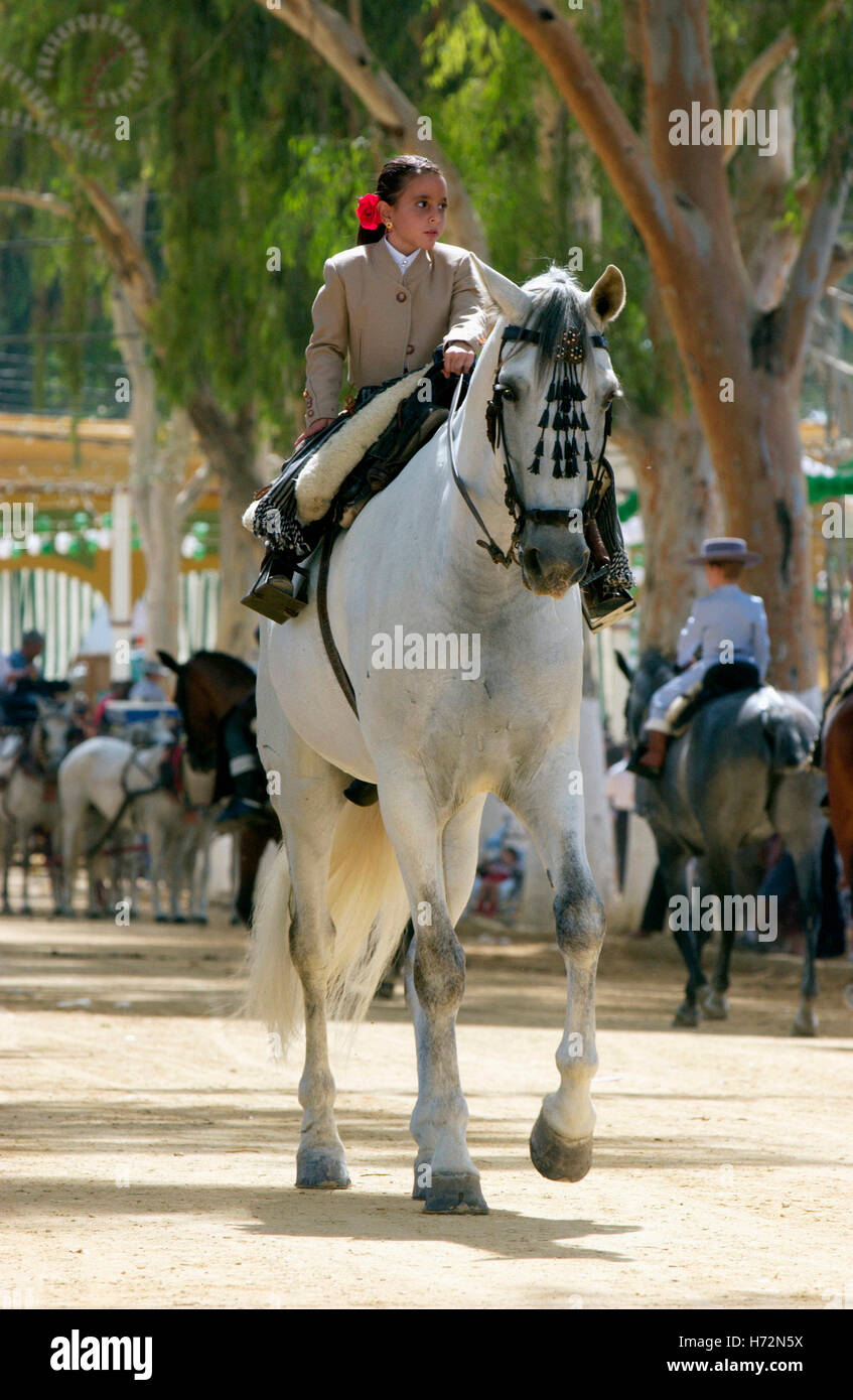 Scene during a traditional Spanish Feria festival in the Andalucian ...