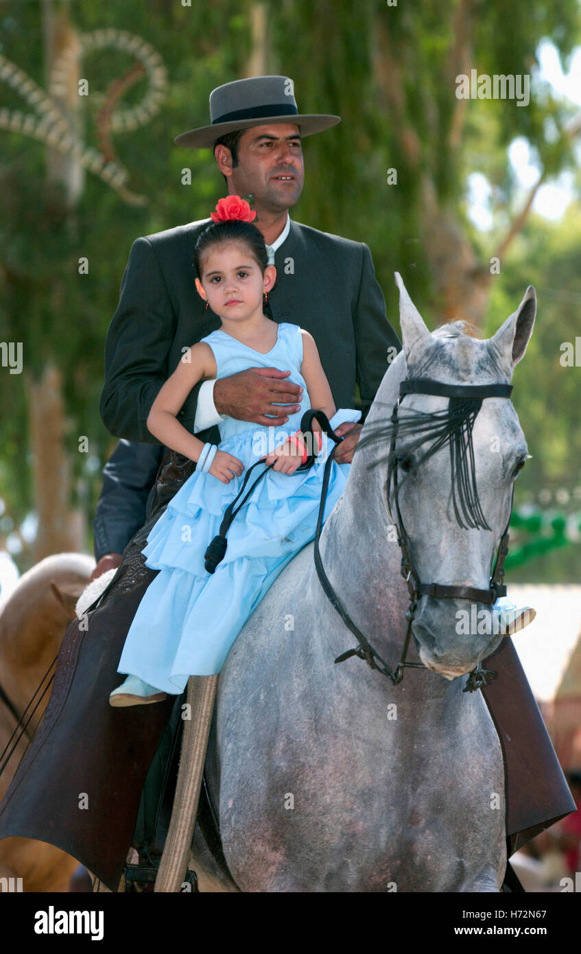 Scene during a traditional Spanish Feria festival in the Andalucian ...