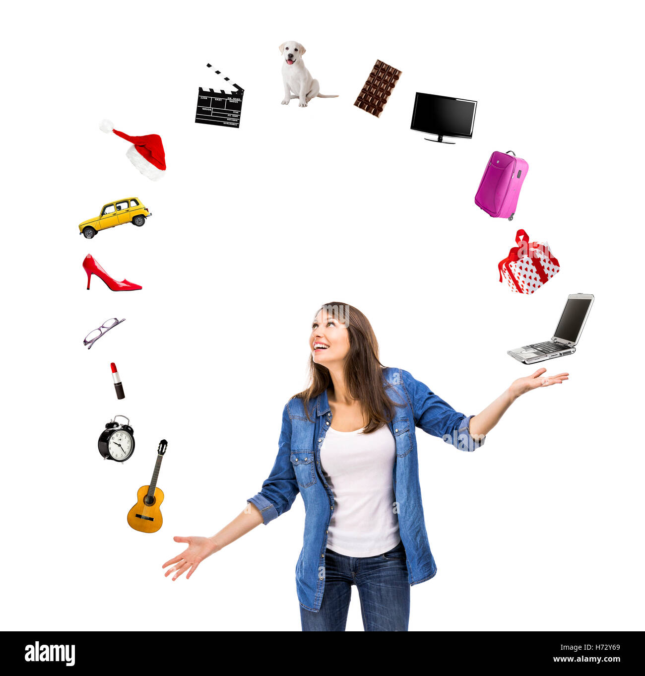 Woman catching something Stock Photo - Alamy