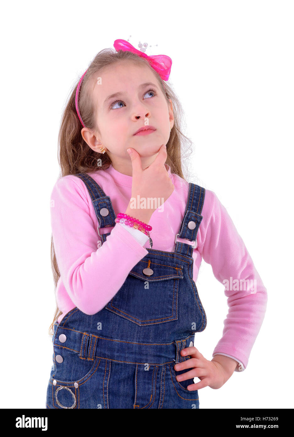 A Confused Girl Thinking About Somthing Isolated on White Background ...