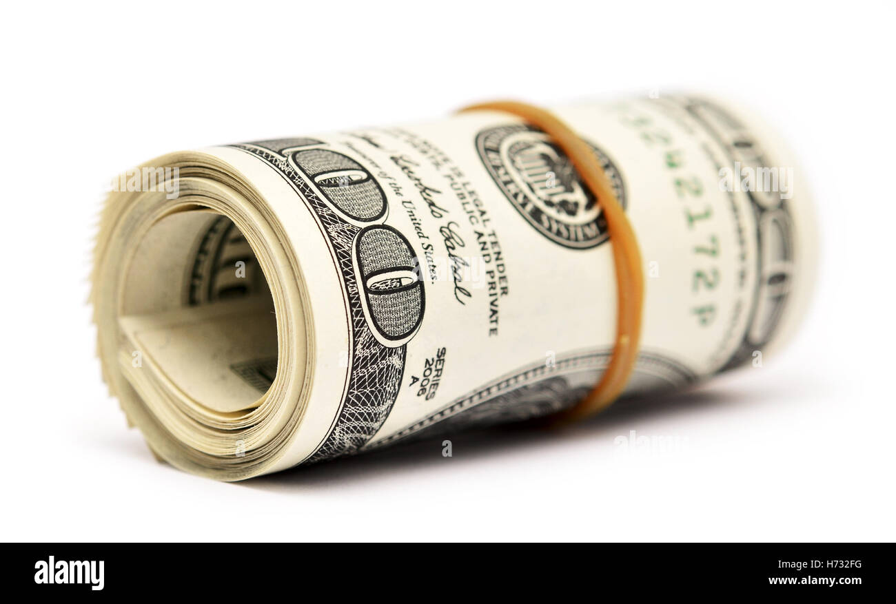 100 dollar bills on white Cut Out Stock Images & Pictures - Alamy