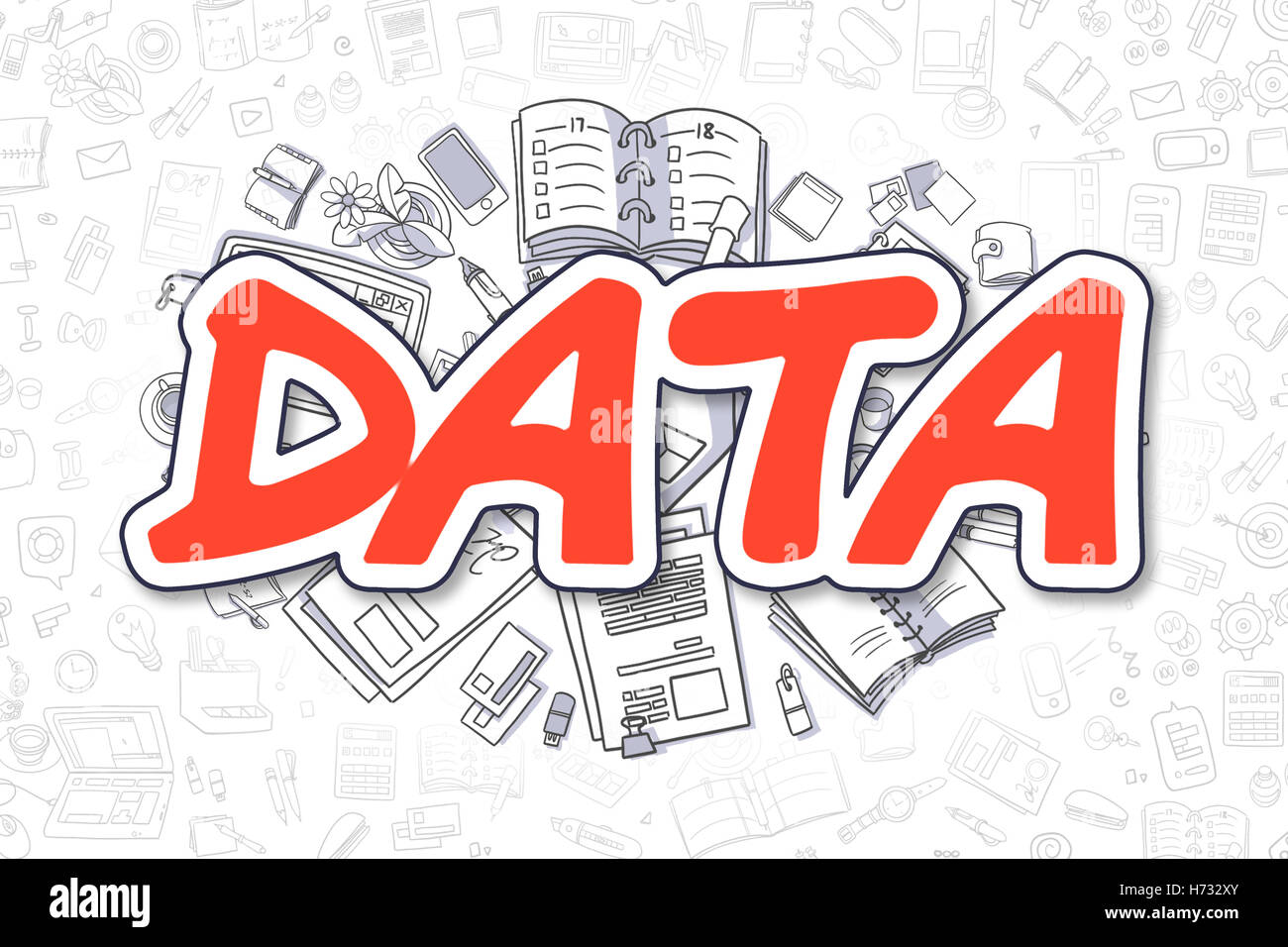 Data - Doodle Red Inscription. Business Concept Stock Photo - Alamy