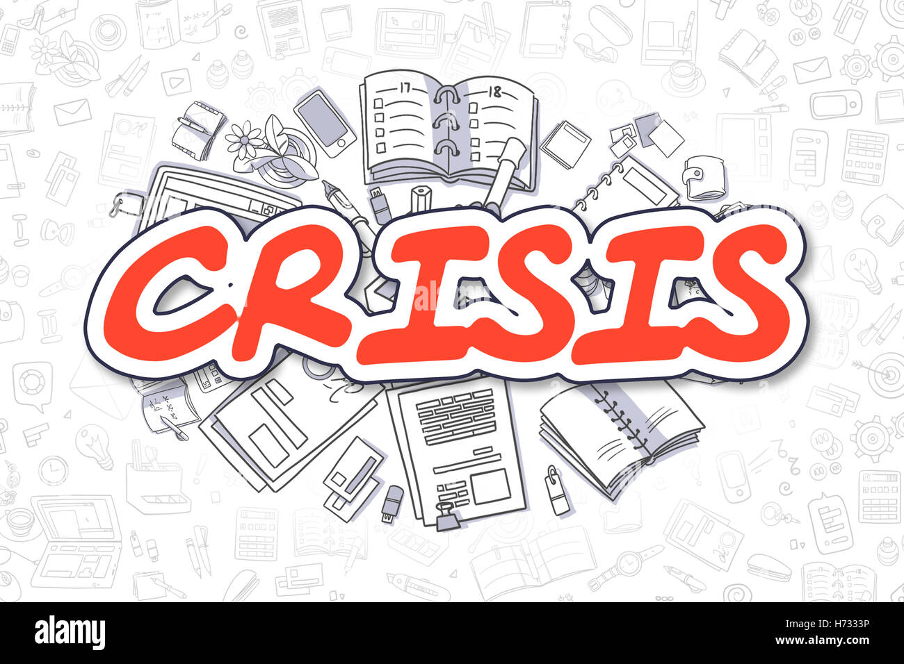 Crisis - Cartoon Red Text. Business Concept Stock Photo - Alamy