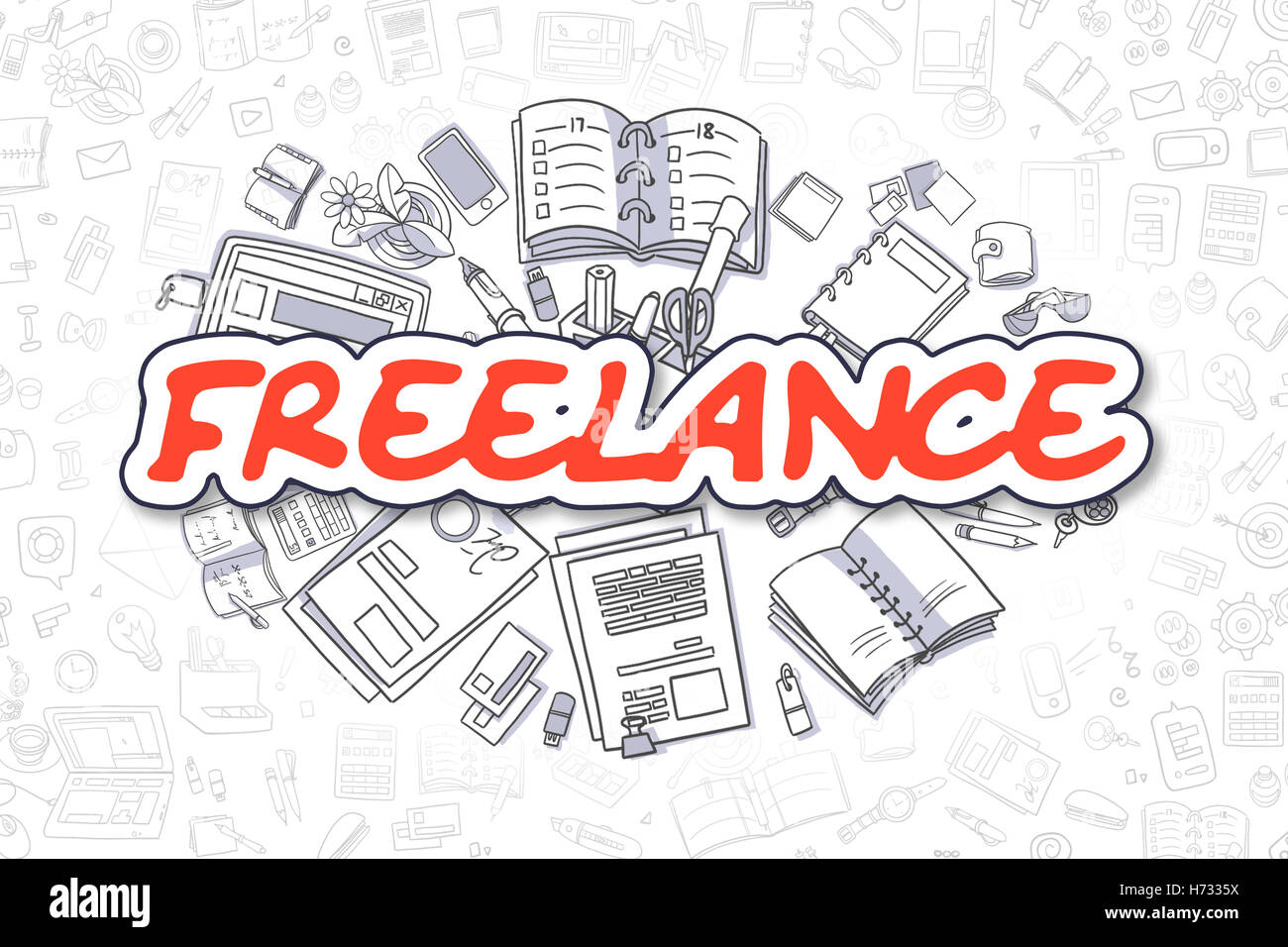Freelance - Doodle Red Word. Business Concept Stock Photo - Alamy