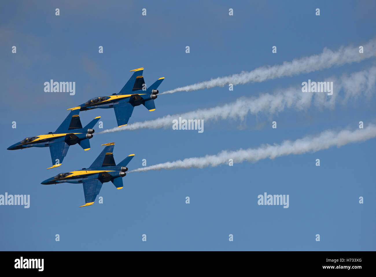 NAS Pensacola Florida USA Blue Angels FA 18 Hornet jets in flight over ...
