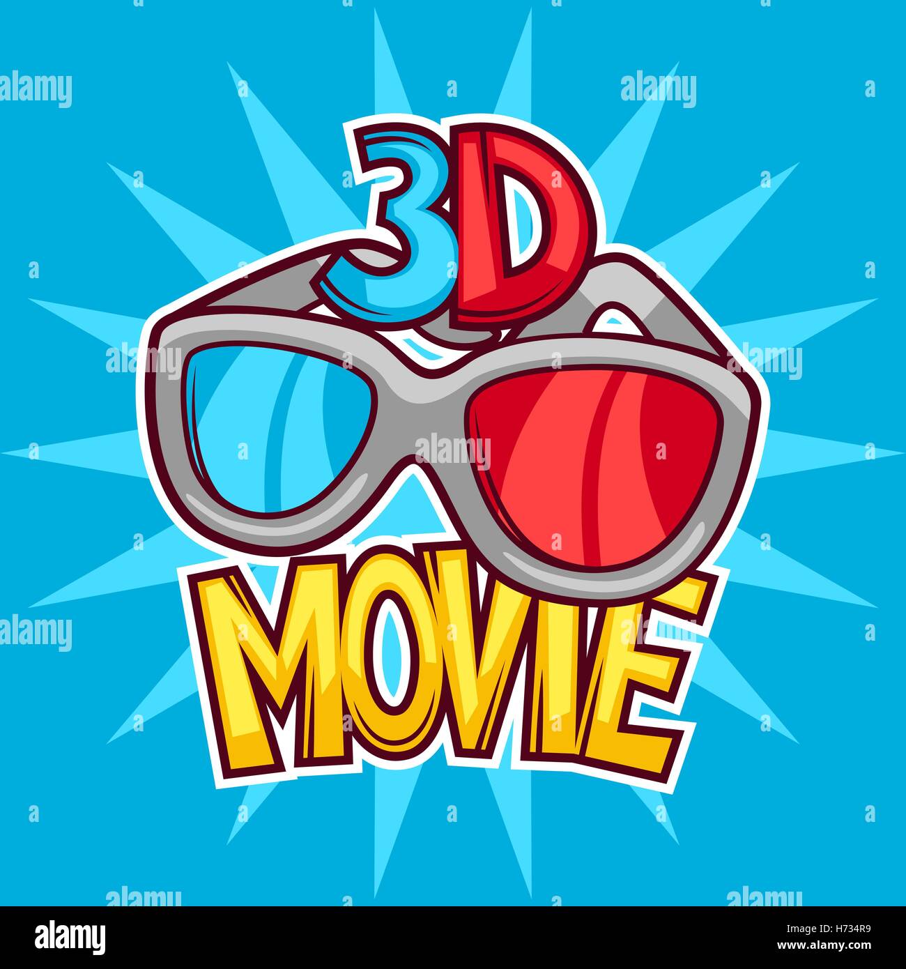 Cinema and 3d movie advertising background in cartoon style Stock ...