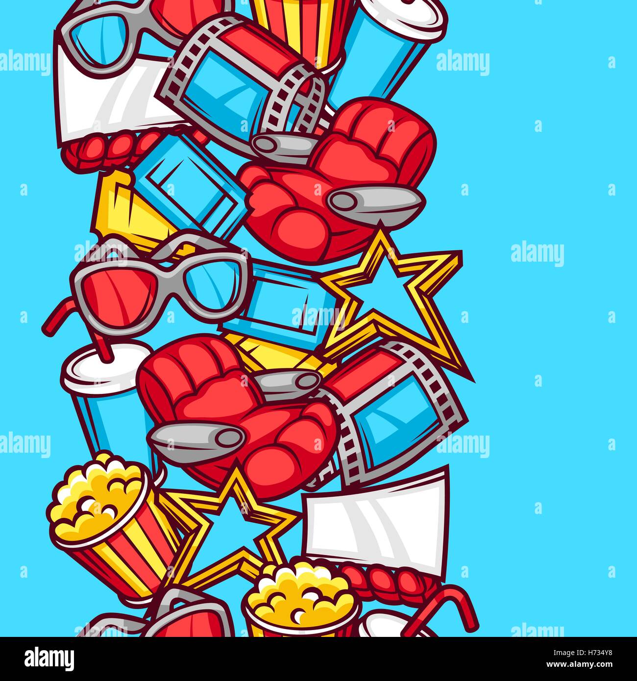 Seamless pattern of 3d movie elements and cinema objects in cartoon ...
