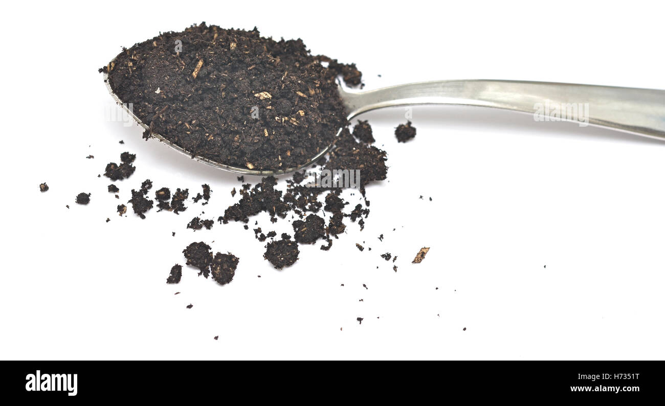 spoon with soil isolated on white background Stock Photo - Alamy