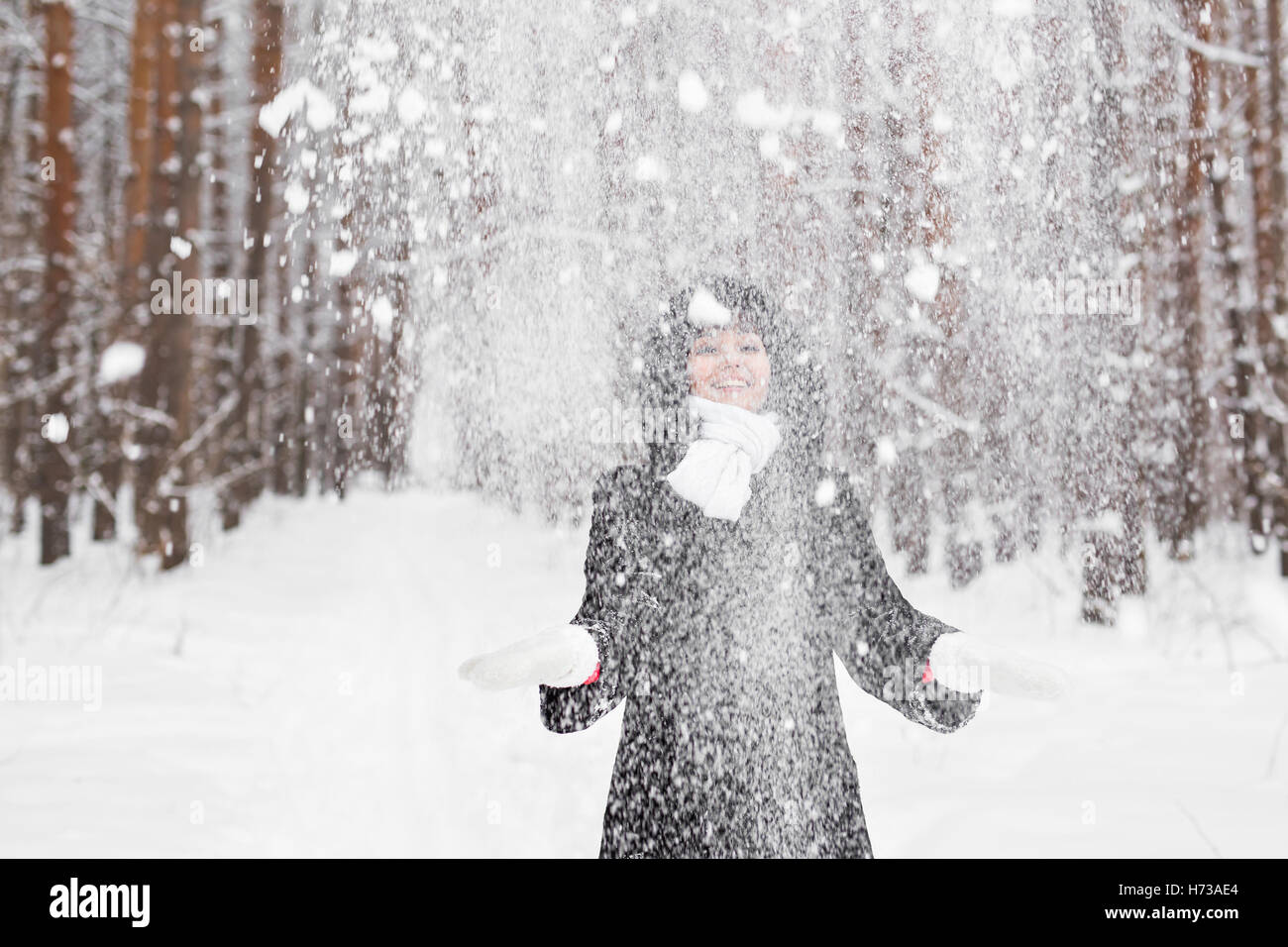 Beautiful caucasian woman blowing snow hi-res stock photography and ...