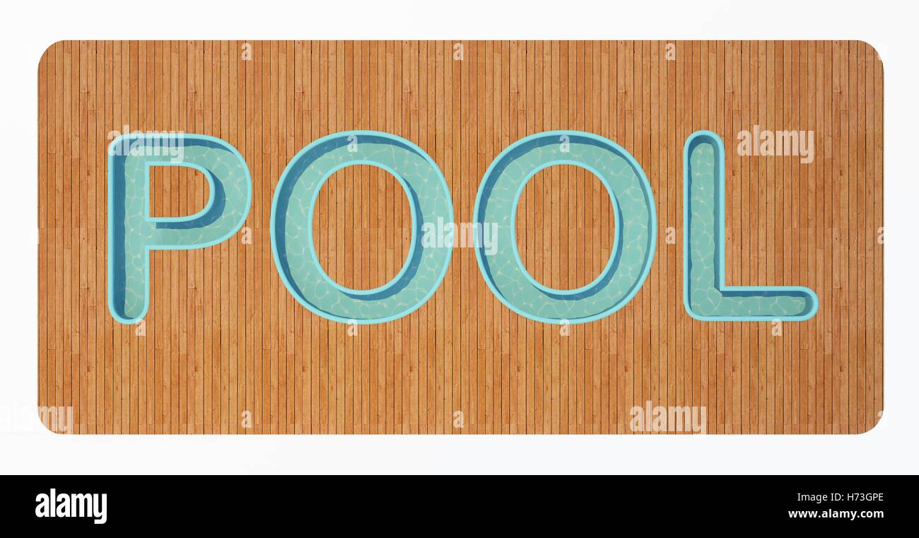 swimming pool in the form of text. top view. 3d rendering Stock Photo ...