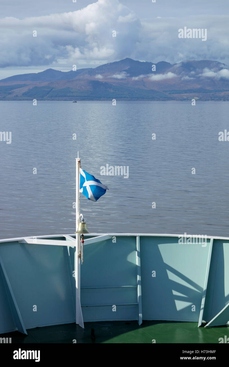 View of the Isle of Arran from the ferry crossing from Ardrossan to ...
