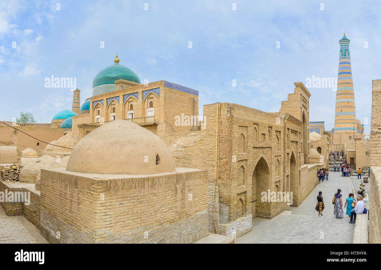 The old town built of the ochra brick and decorated with colorful ...