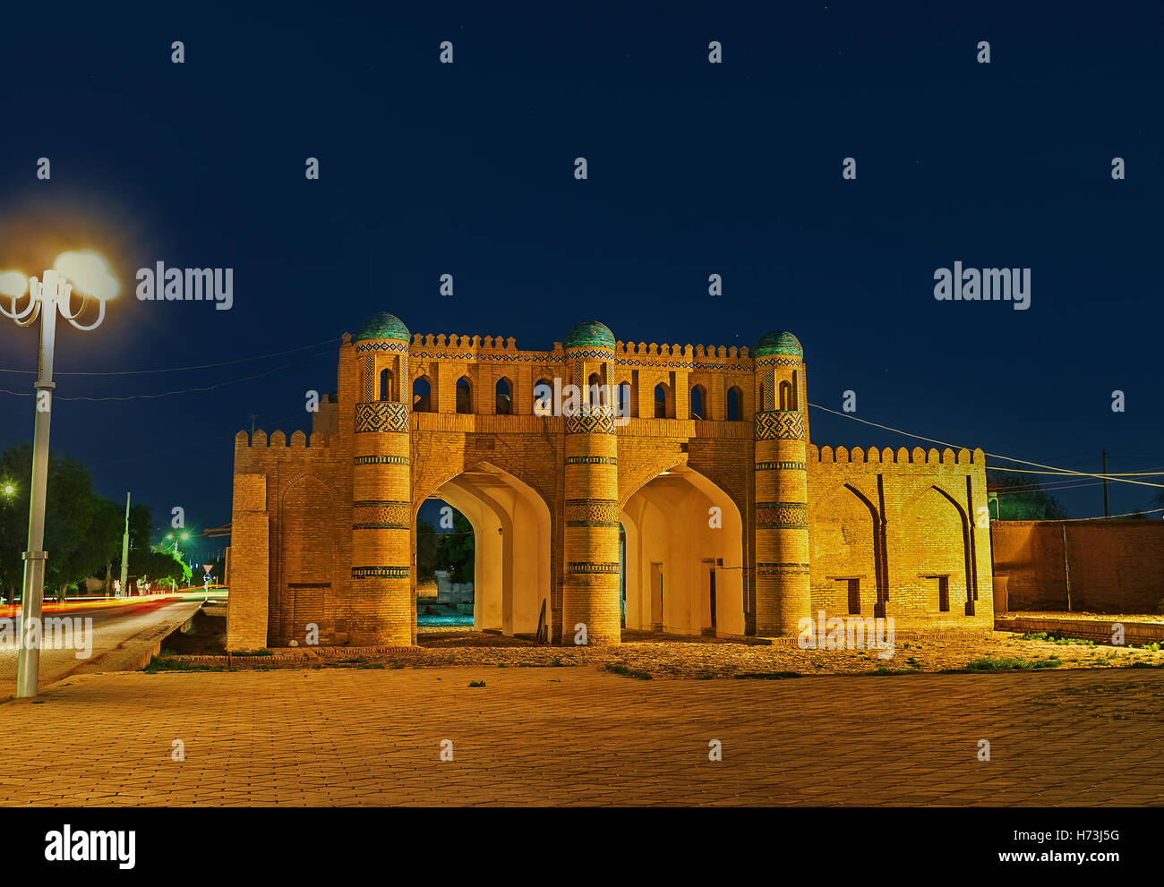 The ruins of the ancient Gates, decorated with the colorful glazed ...