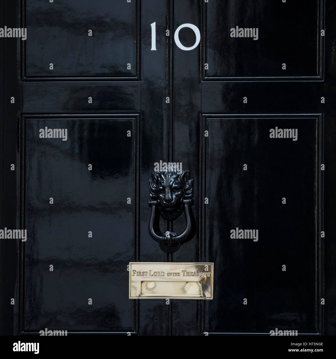 London, UK. 2 November 2016. Detail of the front door of Number 10 ...