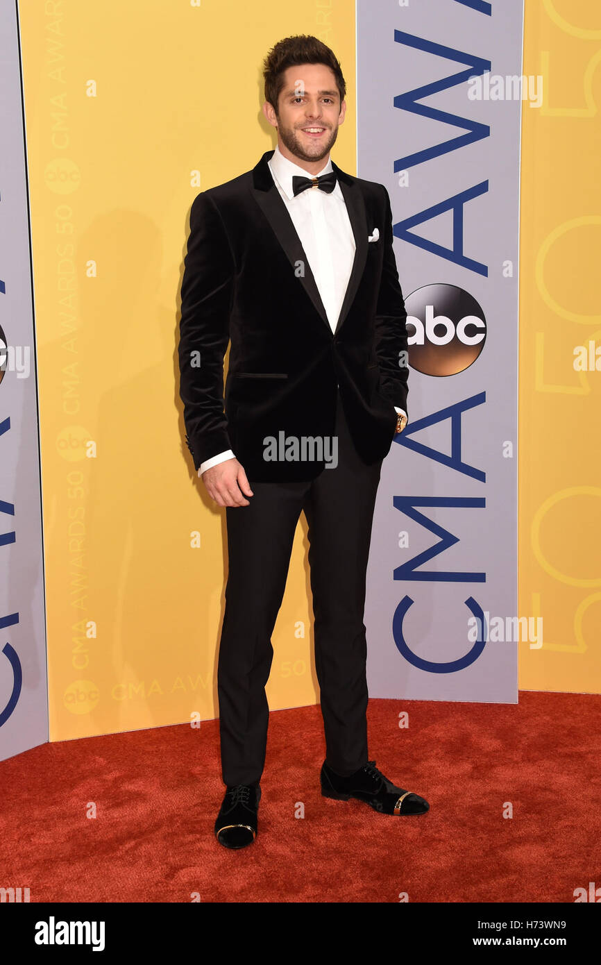 Nashville, TN, USA. 2nd Nov, 2016. Thomas Rhett. 50th Annual CMA Awards ...