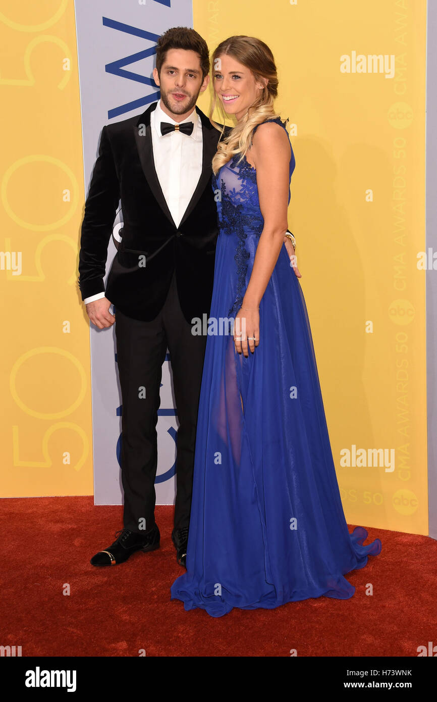 Nashville, TN, USA. 2nd Nov, 2016. Thomas Rhett, Lauren Gregory. 50th ...