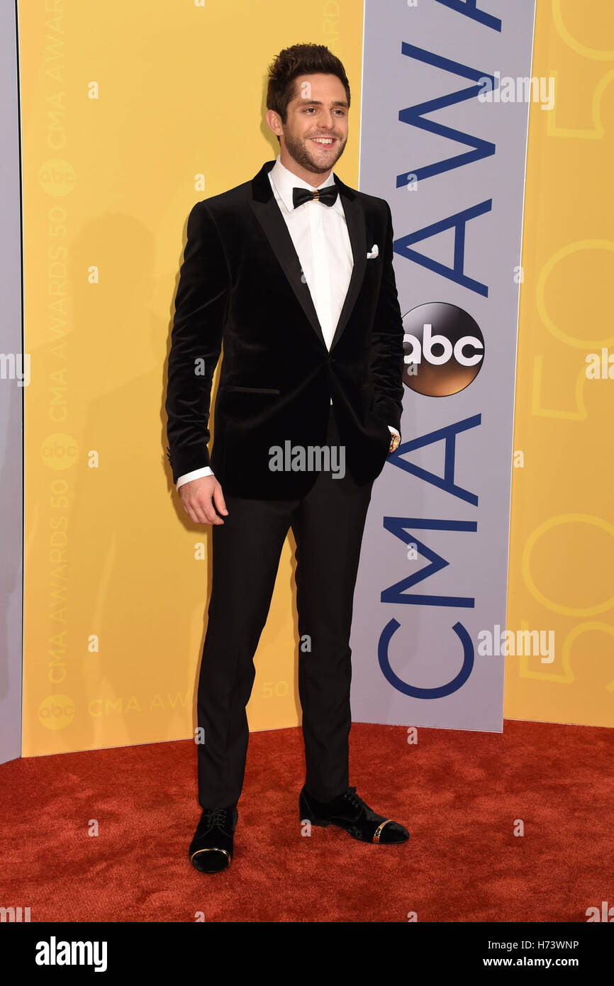 Nashville, TN, USA. 2nd Nov, 2016. Thomas Rhett. 50th Annual CMA Awards ...