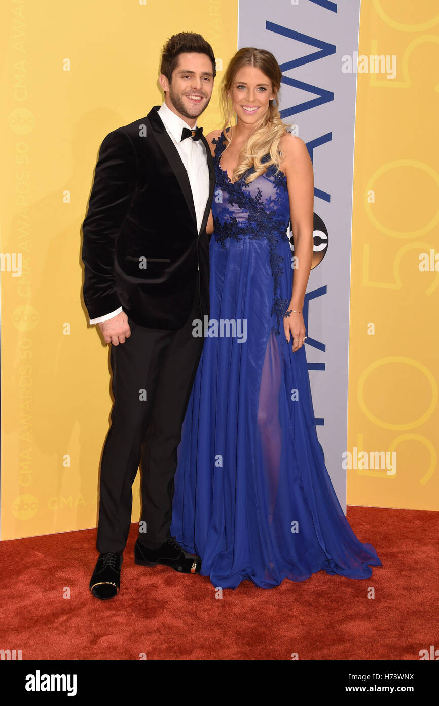 Nashville, TN, USA. 2nd Nov, 2016. Thomas Rhett, Lauren Gregory. 50th ...