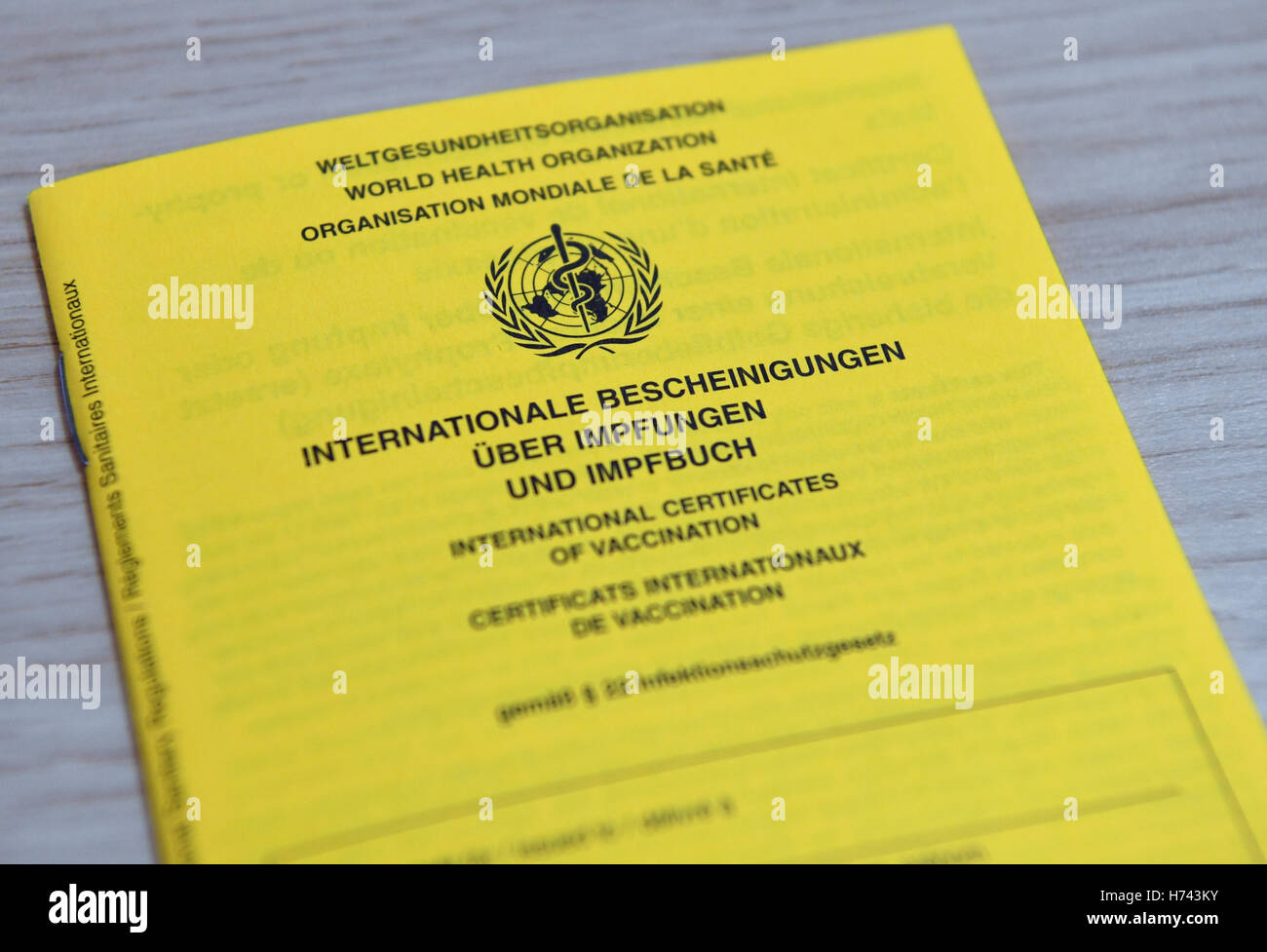 Berlin, Germany. 03rd Nov, 2016. A record of immunisation shots in the ...