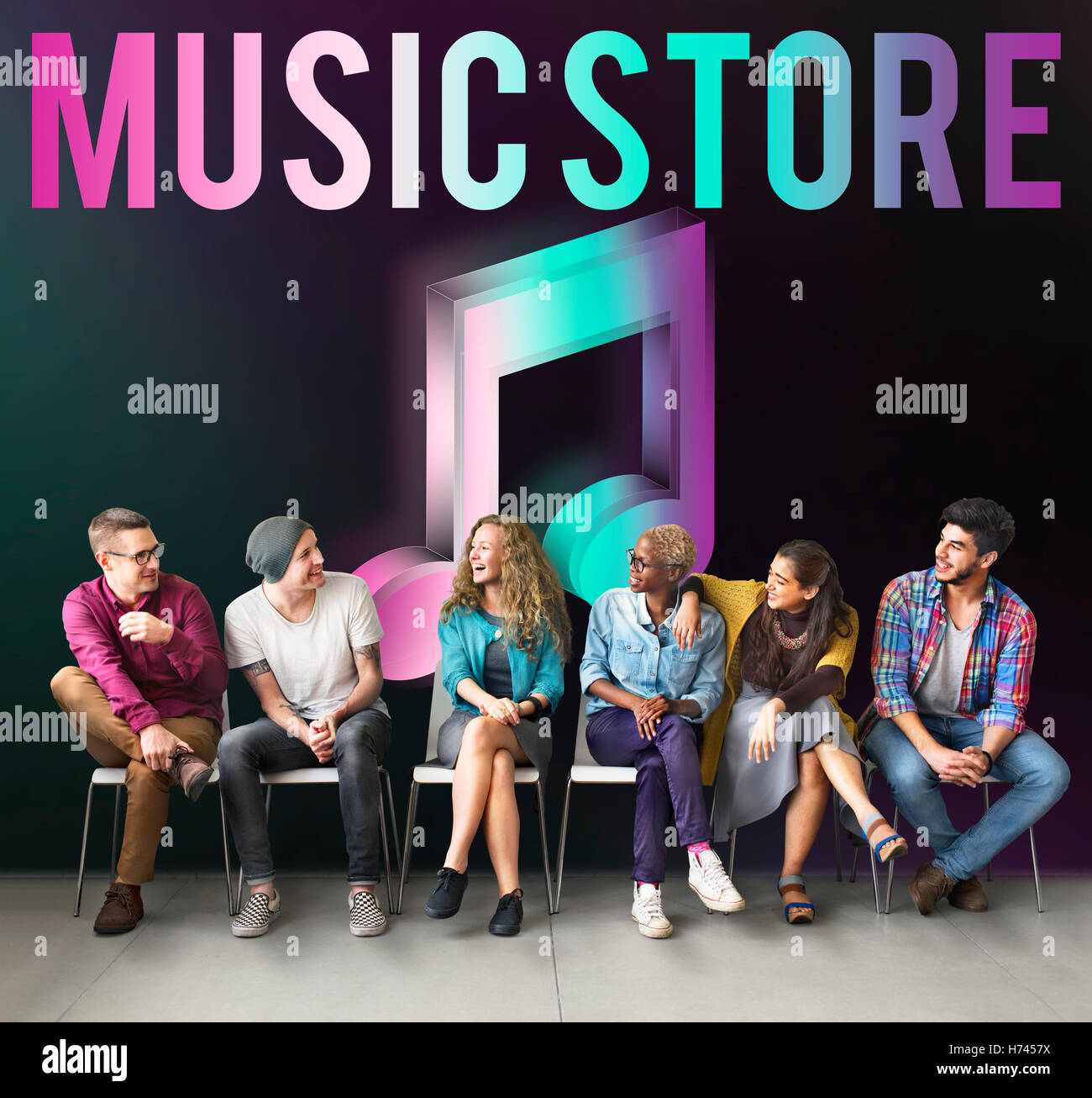 Audio Store Music Note Icon Graphic Concept Stock Photo - Alamy