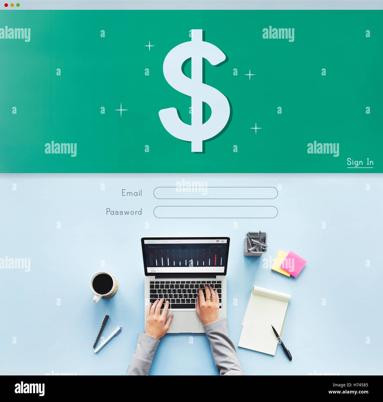Dollar Sign Login Email Graphic Concept Stock Photo - Alamy