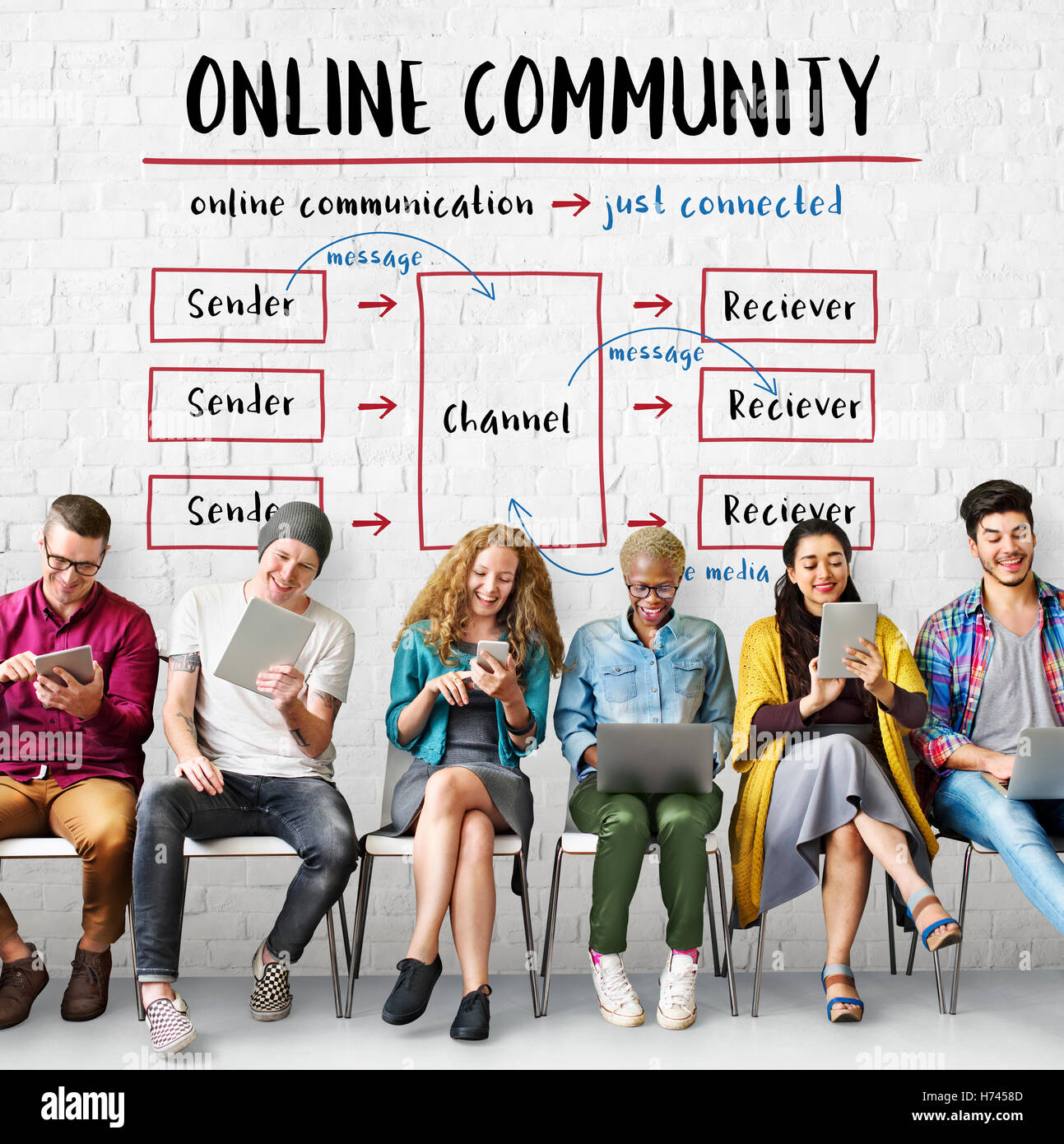 Internet Connection Onlline Communication Message Concept Stock Photo ...