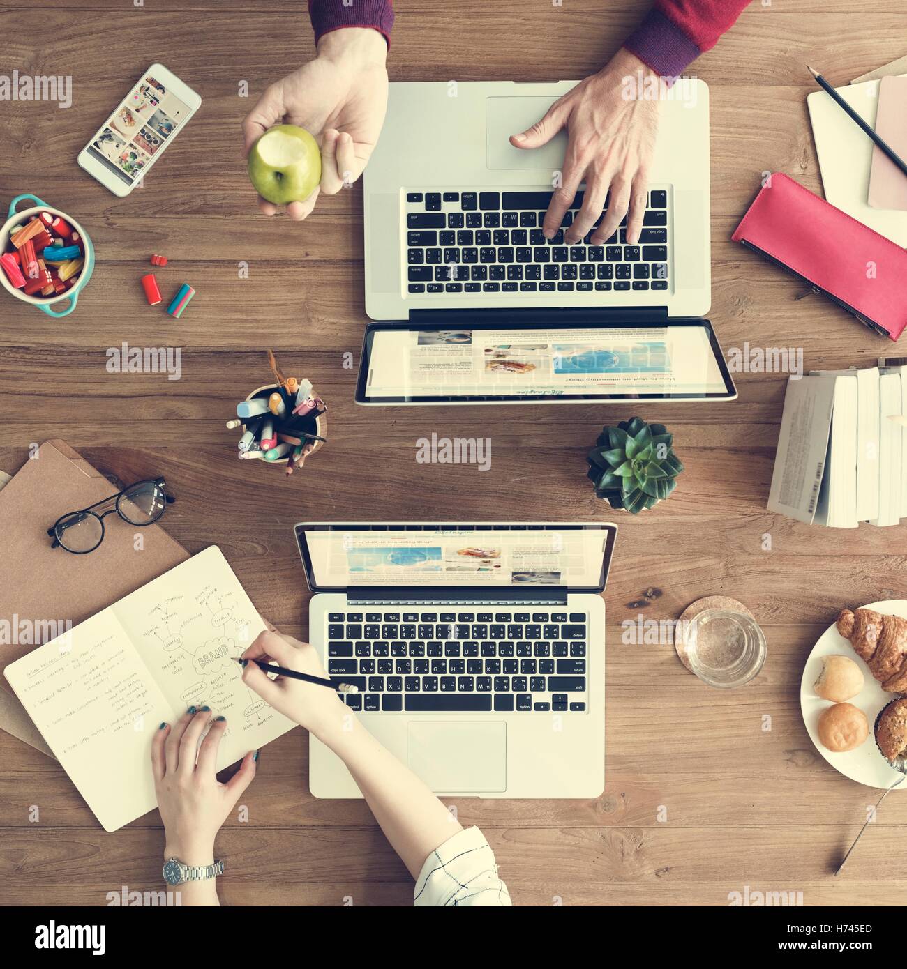 Laptop Technology Corporate Business Teamwork Branding Concept Stock ...