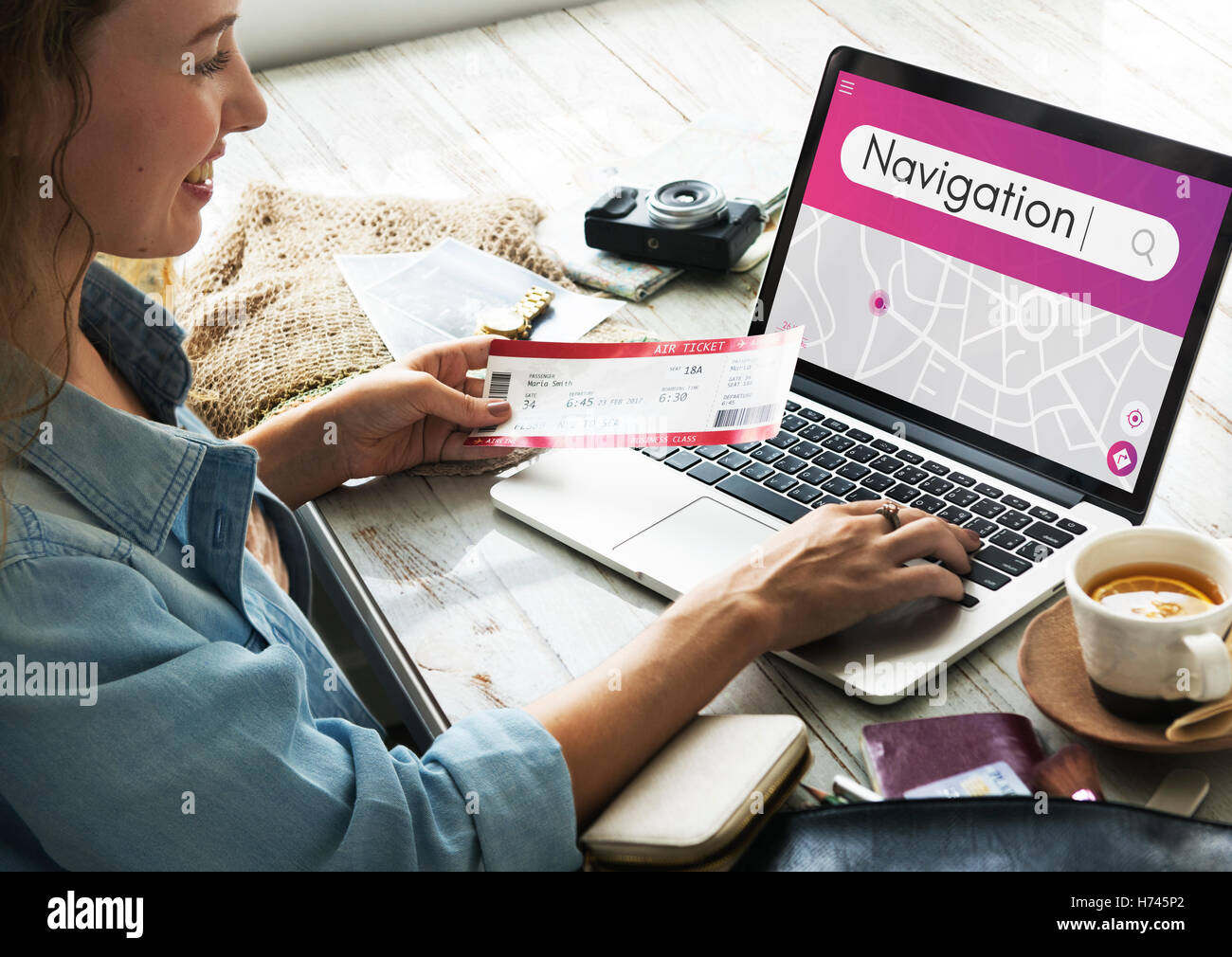 Navigation GPS Map Destination Concept Stock Photo - Alamy