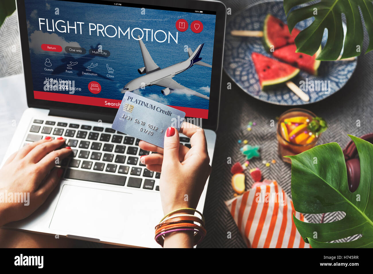 Air Ticket Flight Booking Concept Stock Photo - Alamy