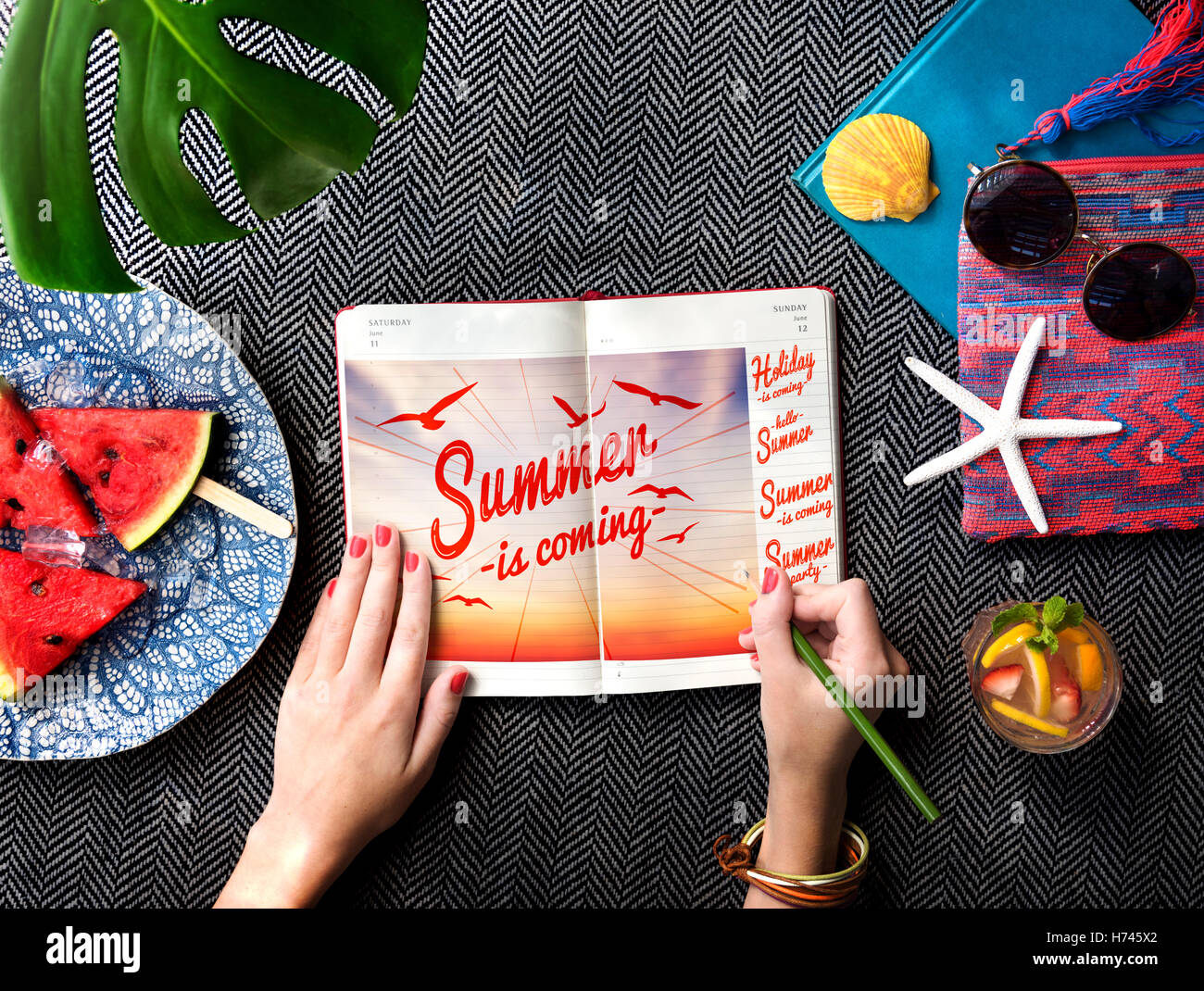 Summer Break Fun Party Banner Concept Stock Photo - Alamy