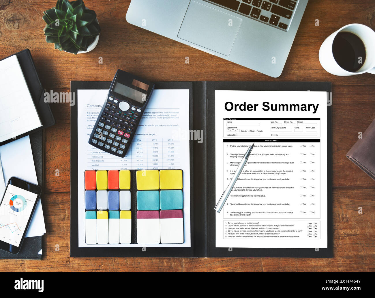 Order Summary Document Form Invoice Concept Stock Photo - Alamy