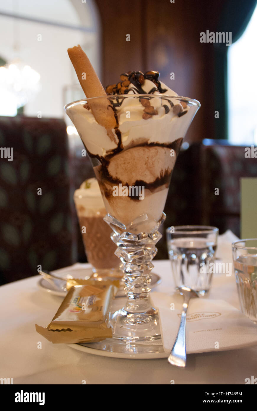 Ice cream dessert at Cafe Landtmann in Vienna, Austria Stock Photo - Alamy