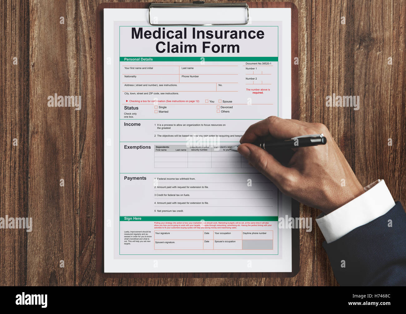 Medical Insurance Claim Form Document Concept Stock Photo - Alamy