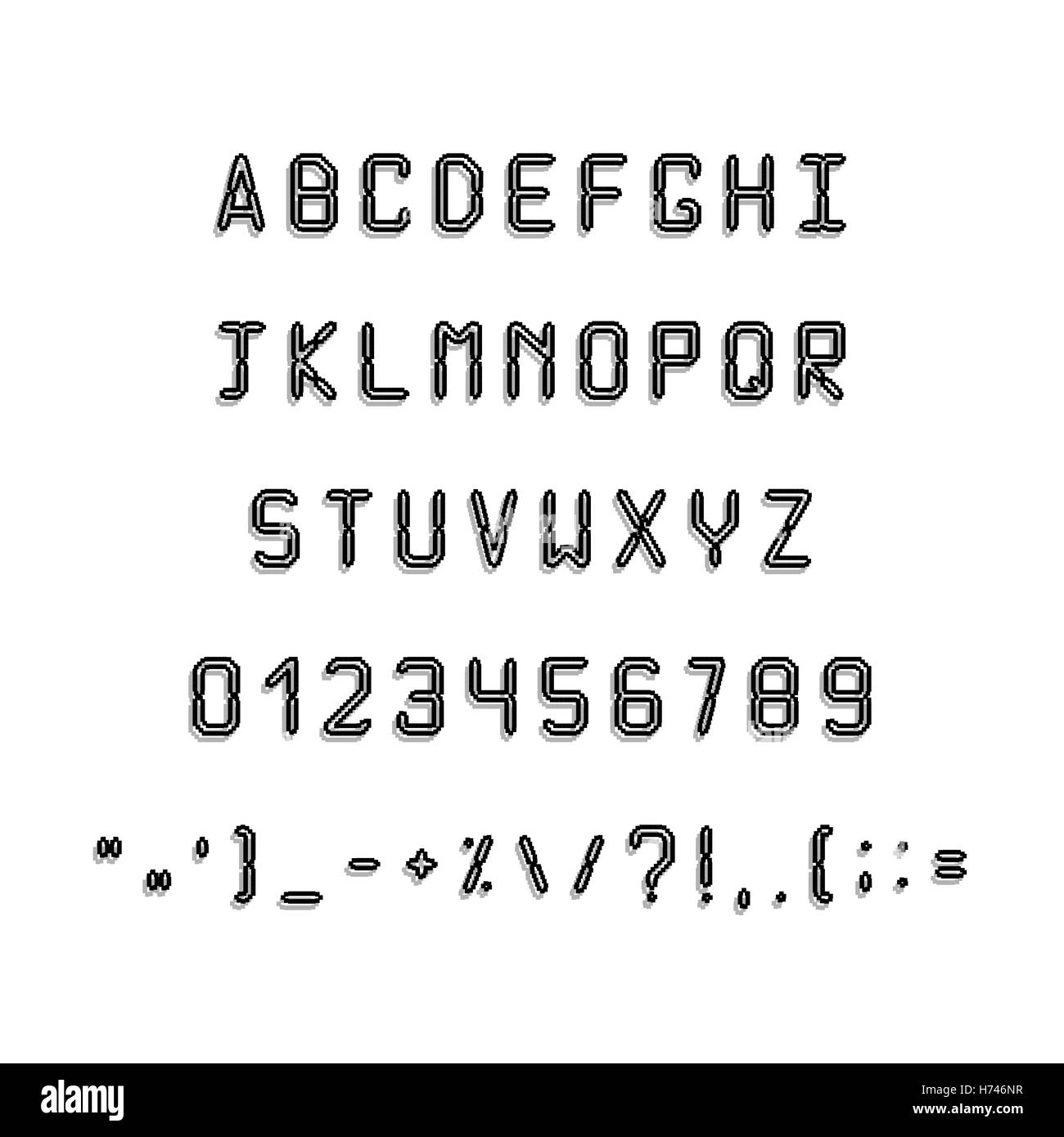 Pixel black font. Simple Letters and symbols Stock Vector Image & Art ...