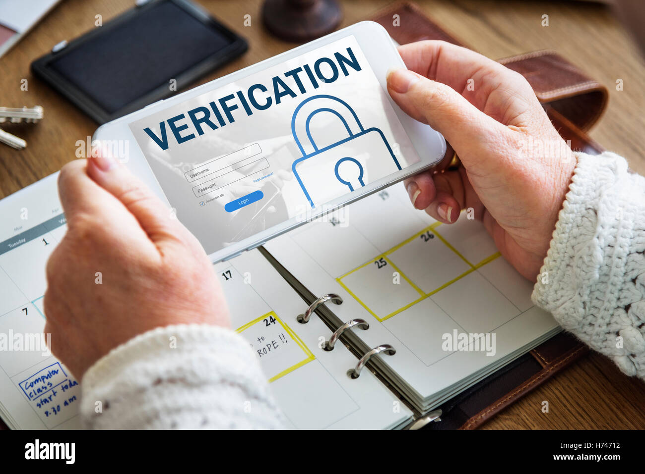 Verification Log In User Password Register Concept Stock Photo - Alamy