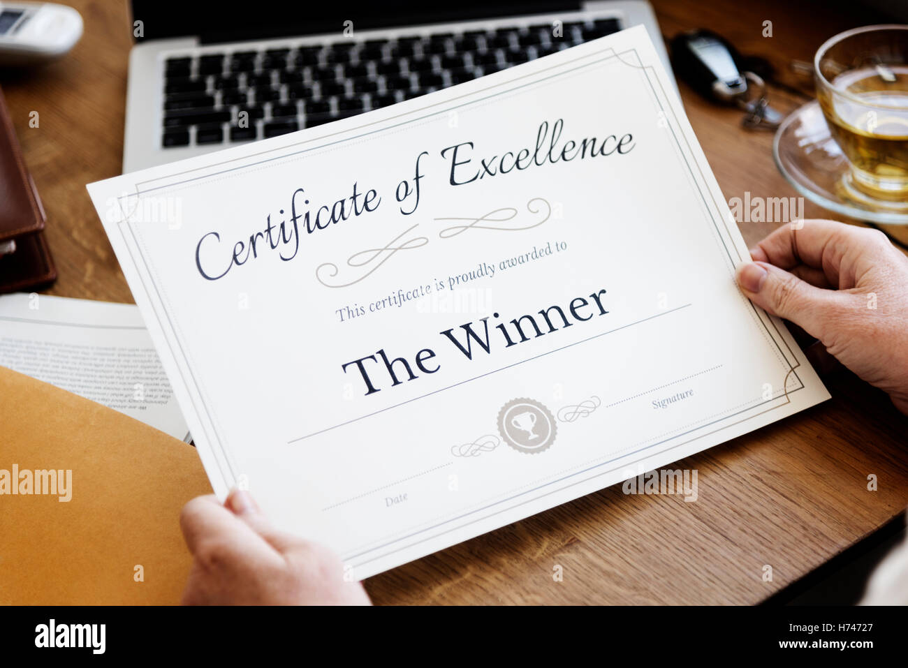 Happy certificate paper hi-res stock photography and images - Alamy