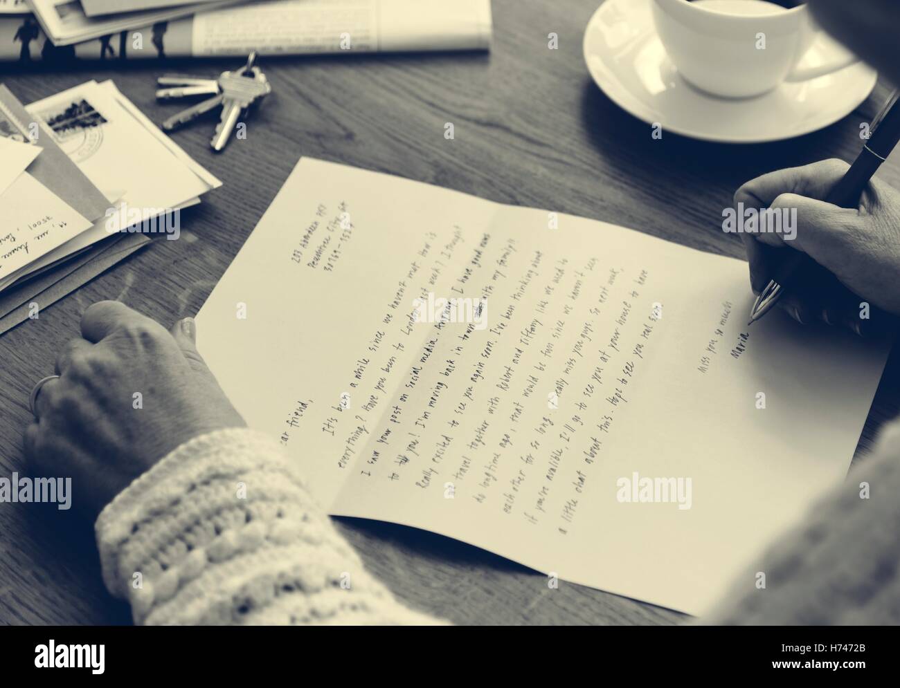 Senior Afult Writing Letter Penpal Concpet Stock Photo - Alamy