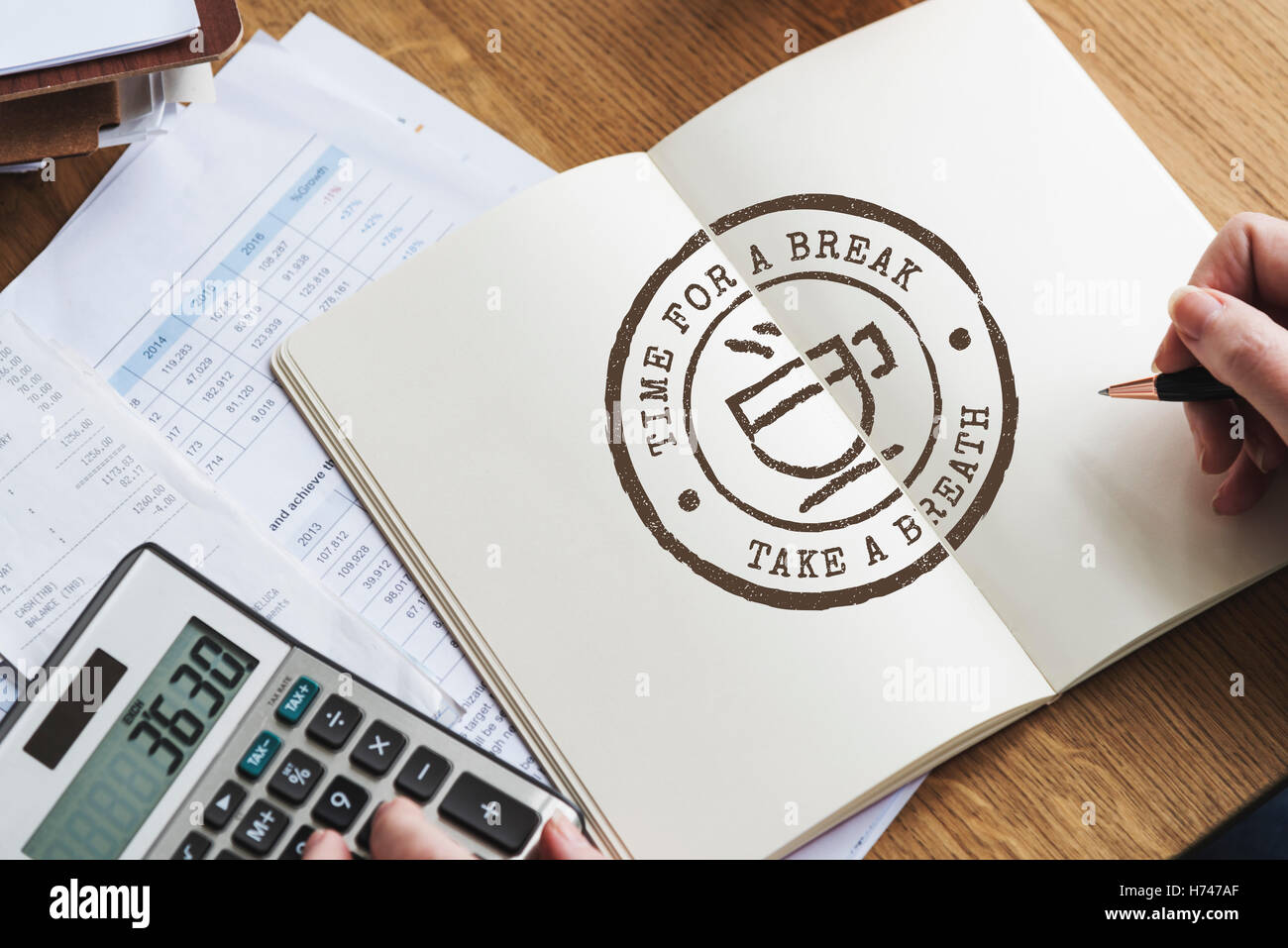 Time For A Break Breath Label Concept Stock Photo - Alamy