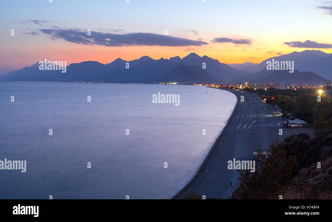 Beach at Antalya Turkey sunset - travel background Stock Photo - Alamy