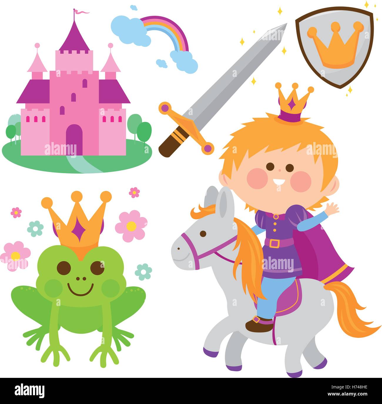 Prince riding a horse fairytale set Stock Vector Image & Art - Alamy