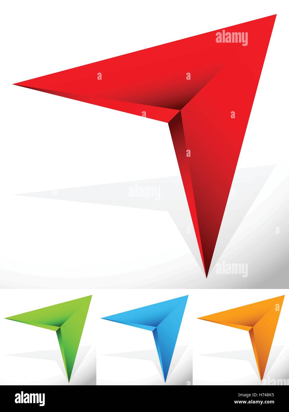 Sharp edgy 3d arrow icon in more color with bevel effect Stock Vector ...